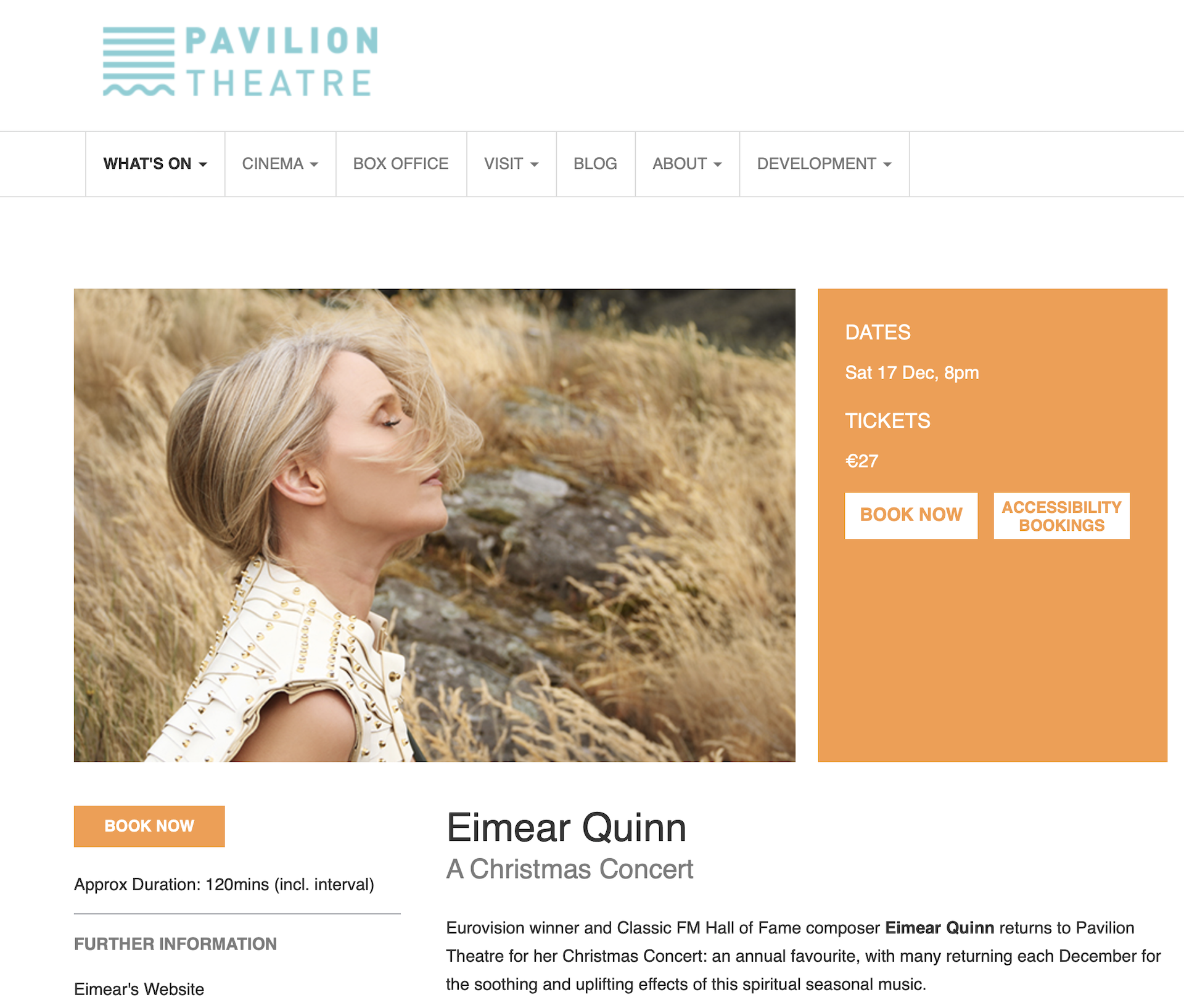 DÚN LAOGHAIRE, Pavilion Theatre: Eimear Quinn – A Christmas Concert (SOLD OUT) – Eimear Quinn
